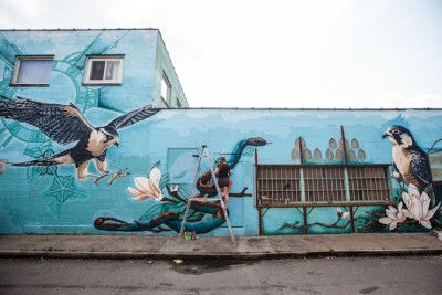 Sarah C. Rutherford Flies High at Wall\Therapy | Brooklyn Street Art