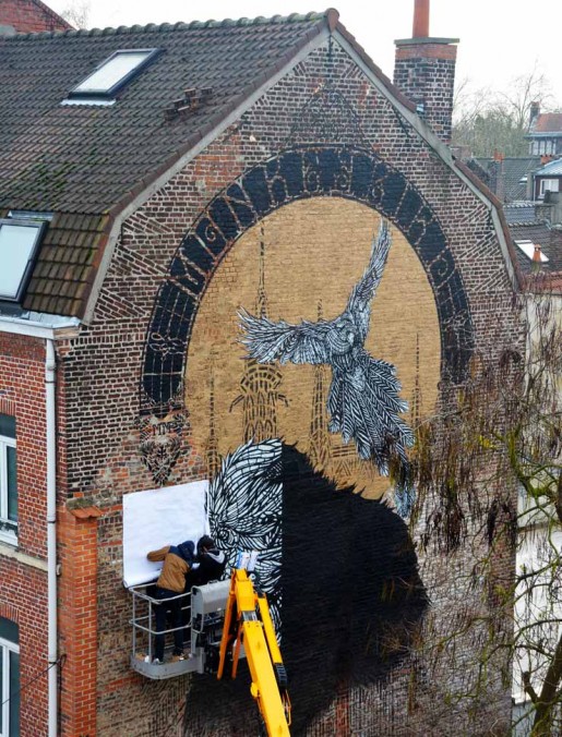 Monkey Bird Crew in Lille, France and Their Largest Monkey/Bird Stencil ...