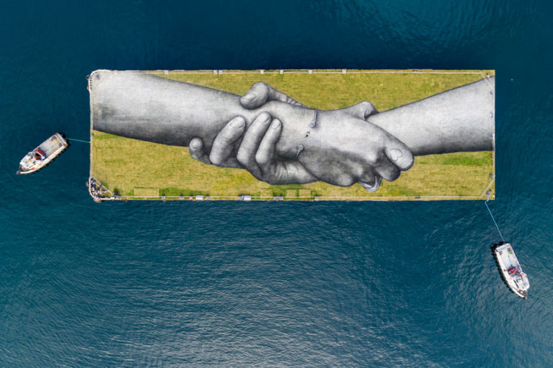 Saype Brings Symbol of Joined Hands to East/West Precipice in Istanbul ...