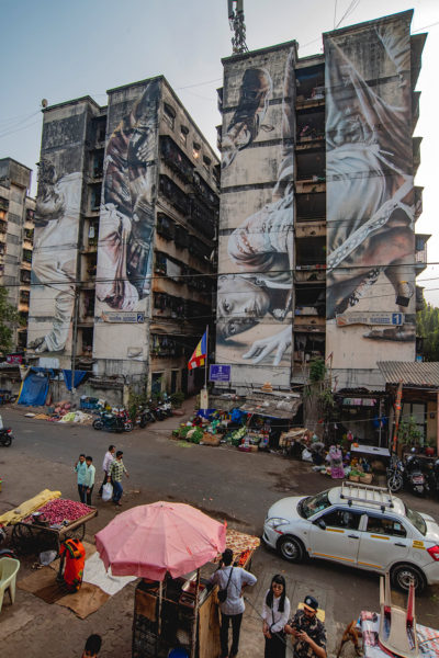 Martha in Mumbai for St+ India, Visits Dharavi Slum | Brooklyn Street Art