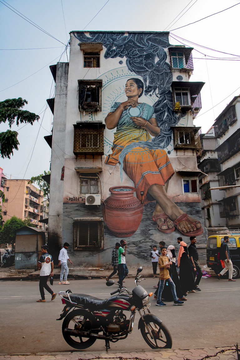 Martha in Mumbai for St+ India, Visits Dharavi Slum | Brooklyn Street Art
