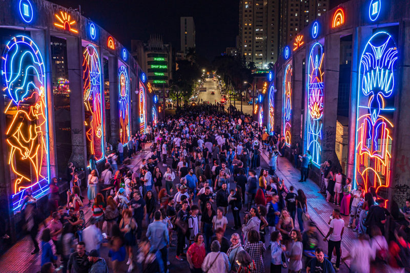 A Neon Temple of Light by AKACORLEONE – Festival da Luz in Brazil ...